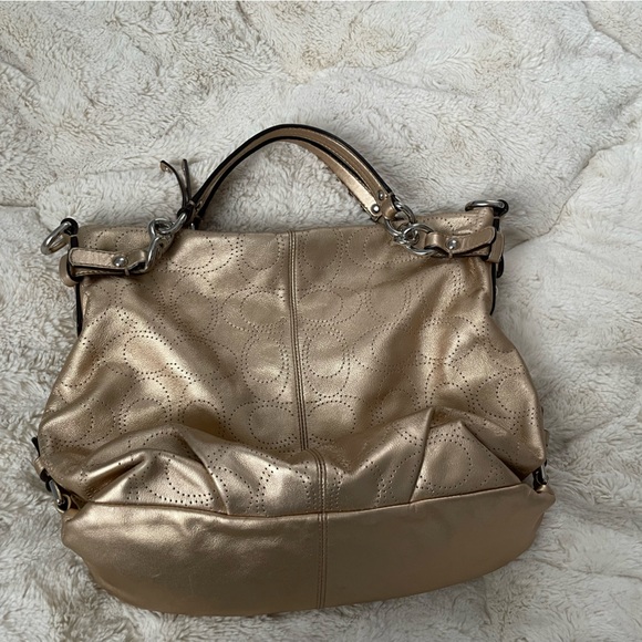 Coach | Bags | Coach Gold Metallic Platinum Rich Boho Shoulder Bag ...